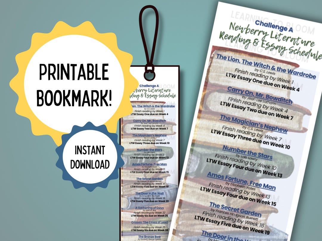 Challenge A Bookmark: Literature Reading & Essay Schedule (PDF Download ...