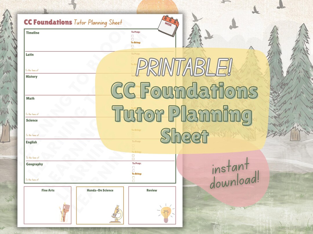 CC Foundations Tutor Planning Sheet - Classical Conversations Tutor New ...
