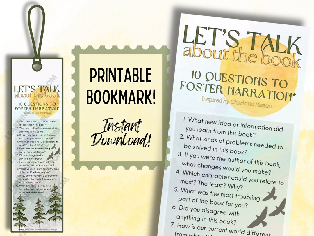 Let's Talk About the Book - 10 Questions to Foster Narration Bookmark ...