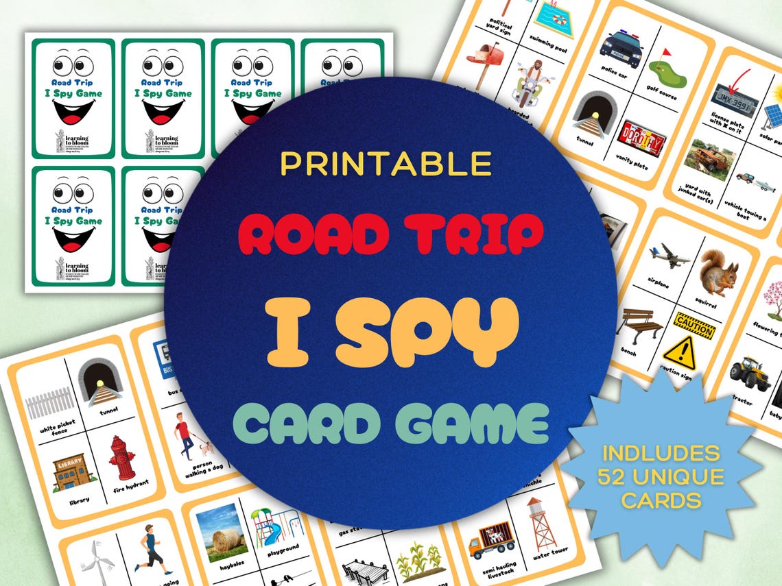 Printable Road Trip I Spy Card Game, Family Road Trip Game, Summer ...