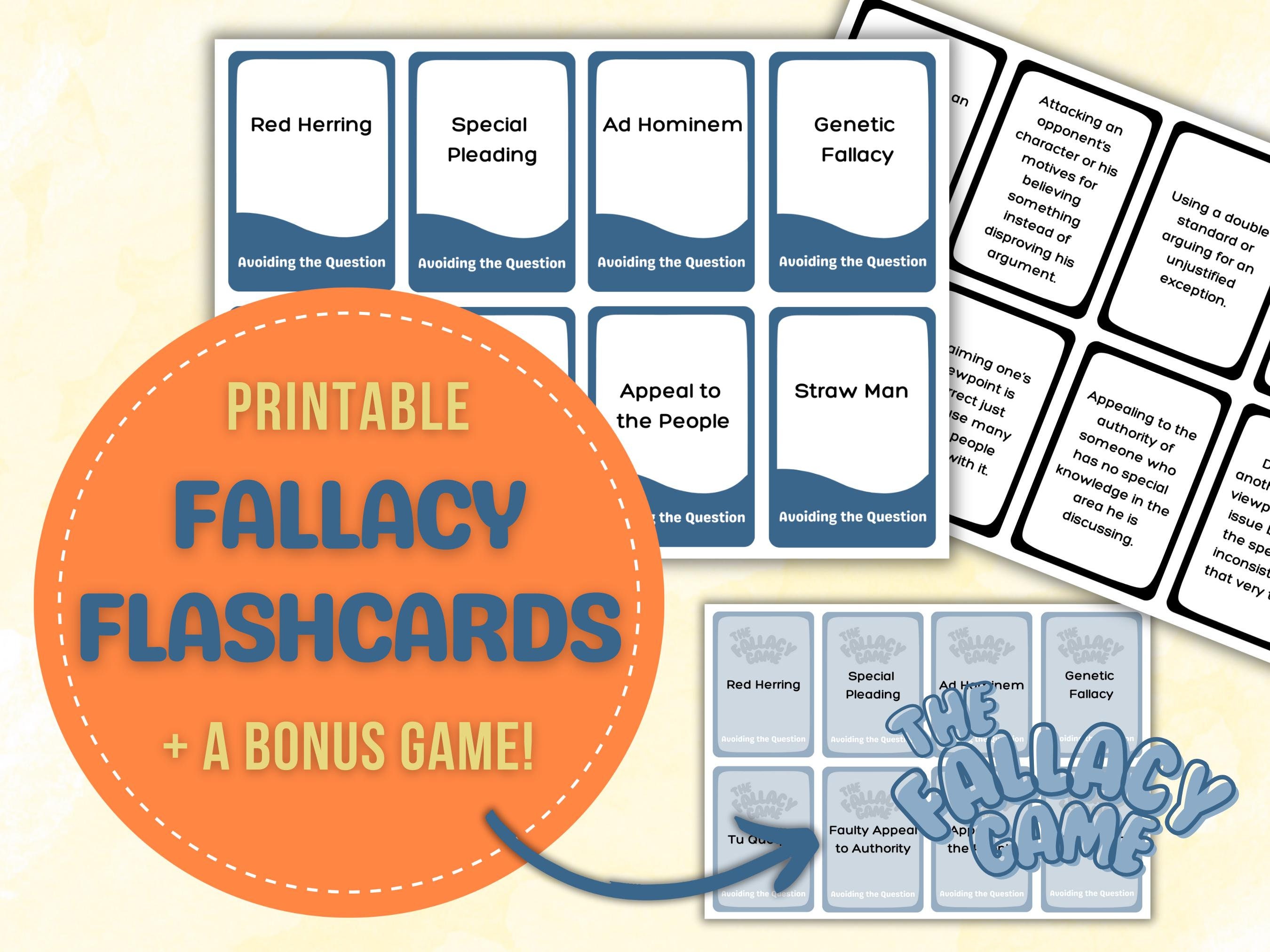 CC Challenge A Fallacy Flashcards and Game - the Fallacy Detective ...