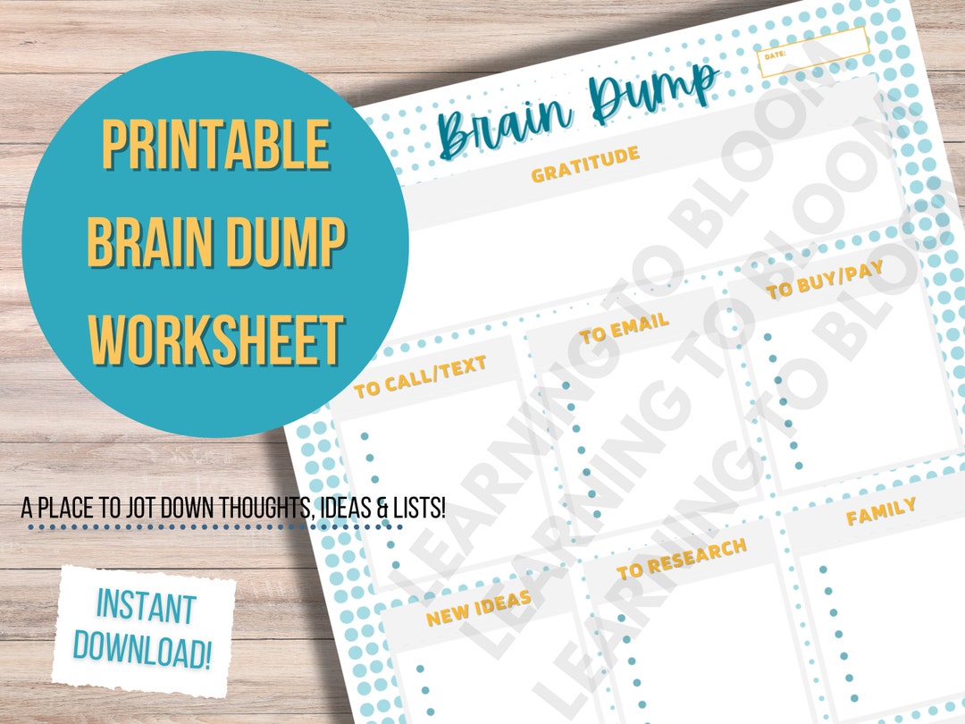 Brain Dump Worksheet - Etsy