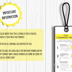 The Five Common Topics Bookmark - Printable - Etsy