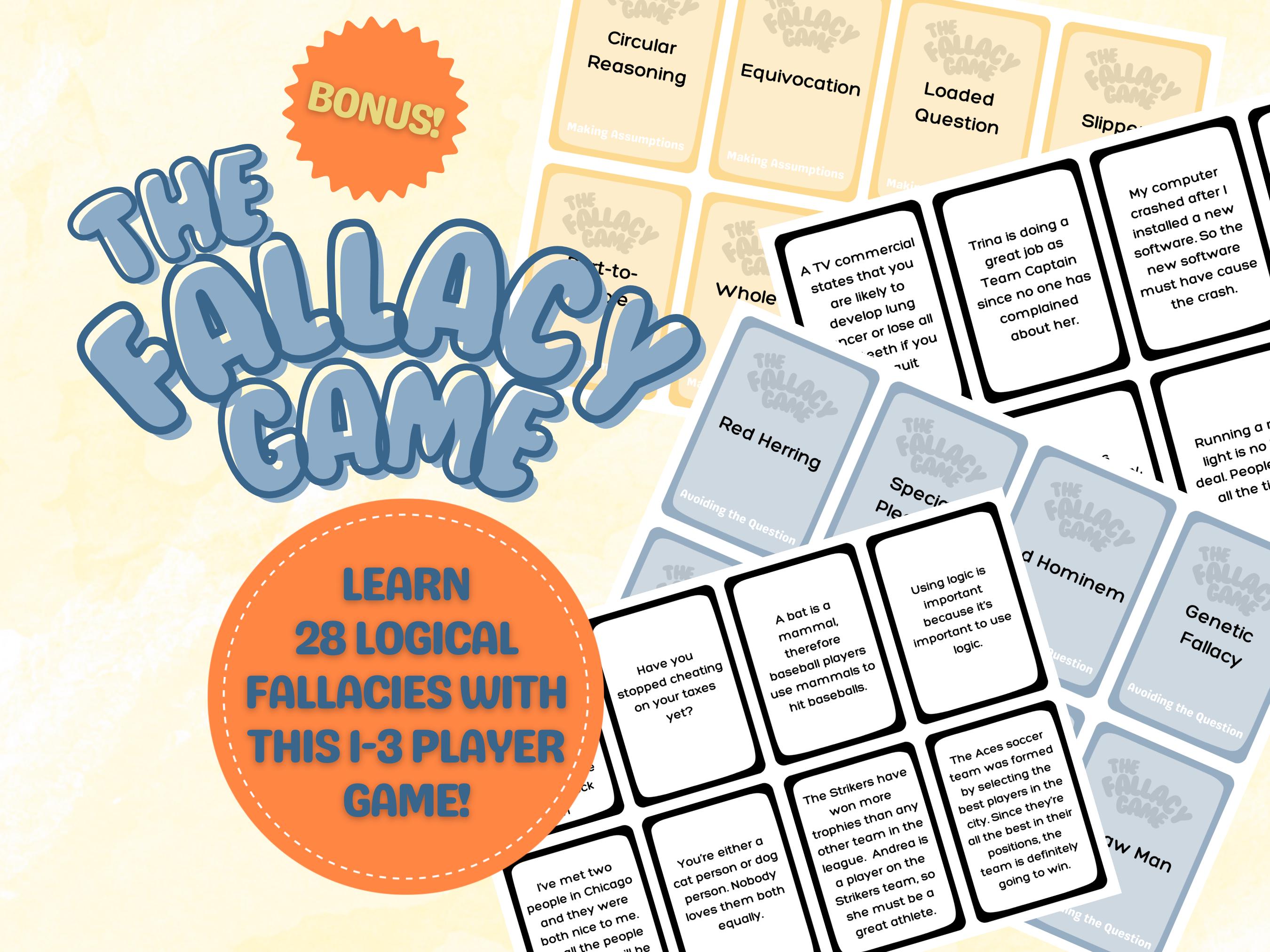 CC Challenge A Fallacy Flashcards and Game - the Fallacy Detective, Logical Fallacies, Classical ...
