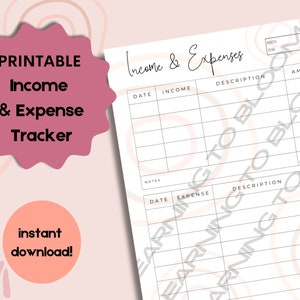 Printable Income and Expense Tracker, Spending Log, Budgeting Tool - Etsy