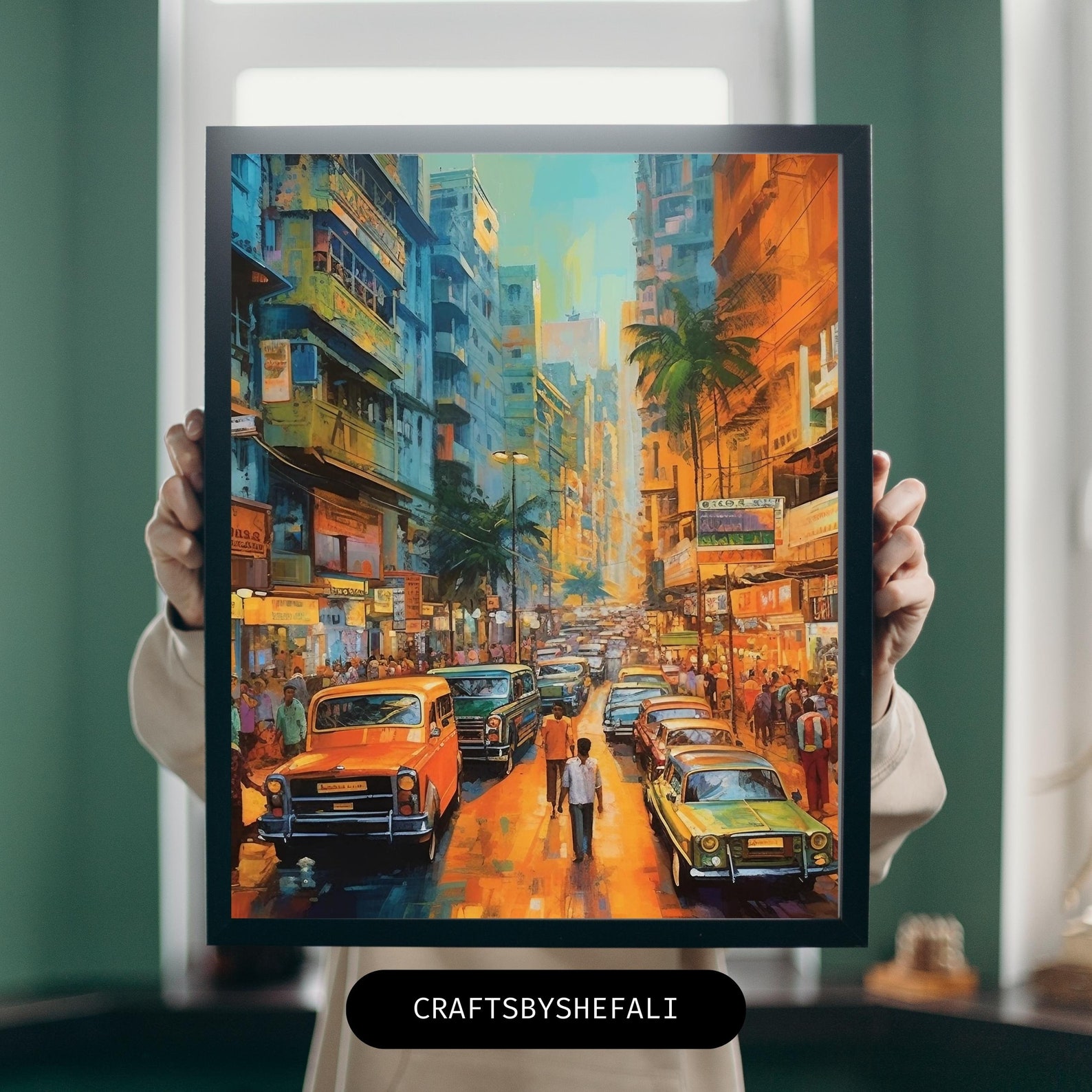 Vintage Bombay Art Print – Indian Pop Art, Mumbai Street Scene (digital ...