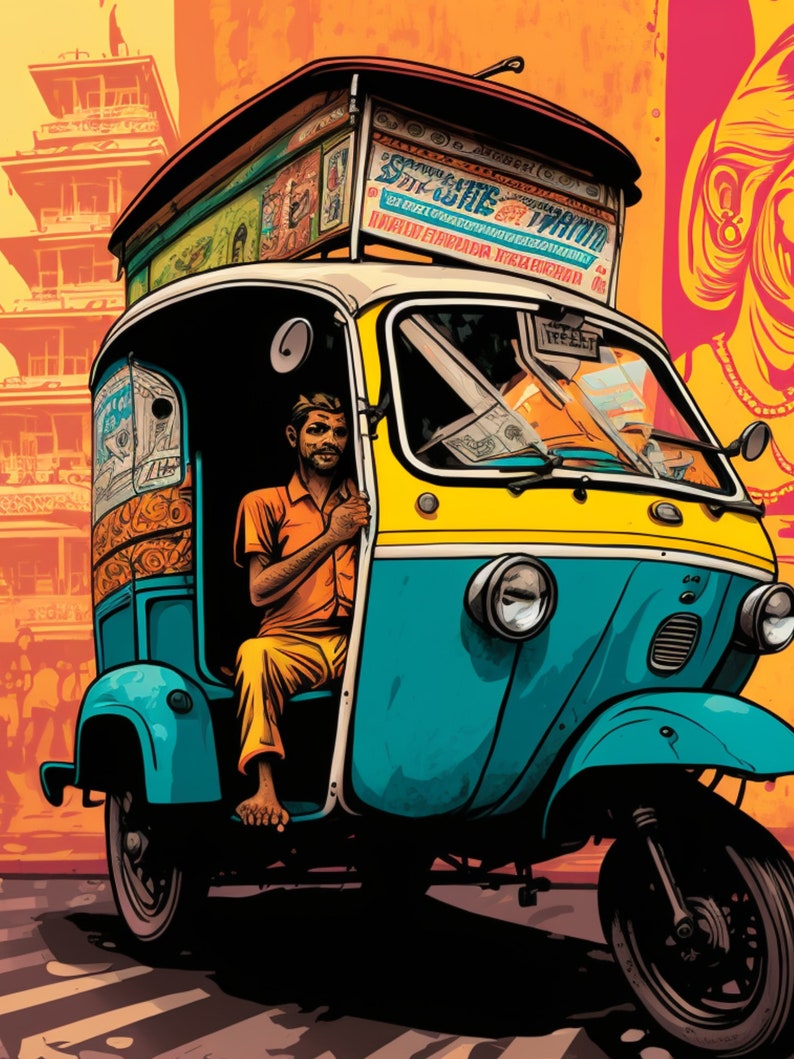 Indian Desi Wall Art Print Poster Bombay Auto Rickshaw Etsy