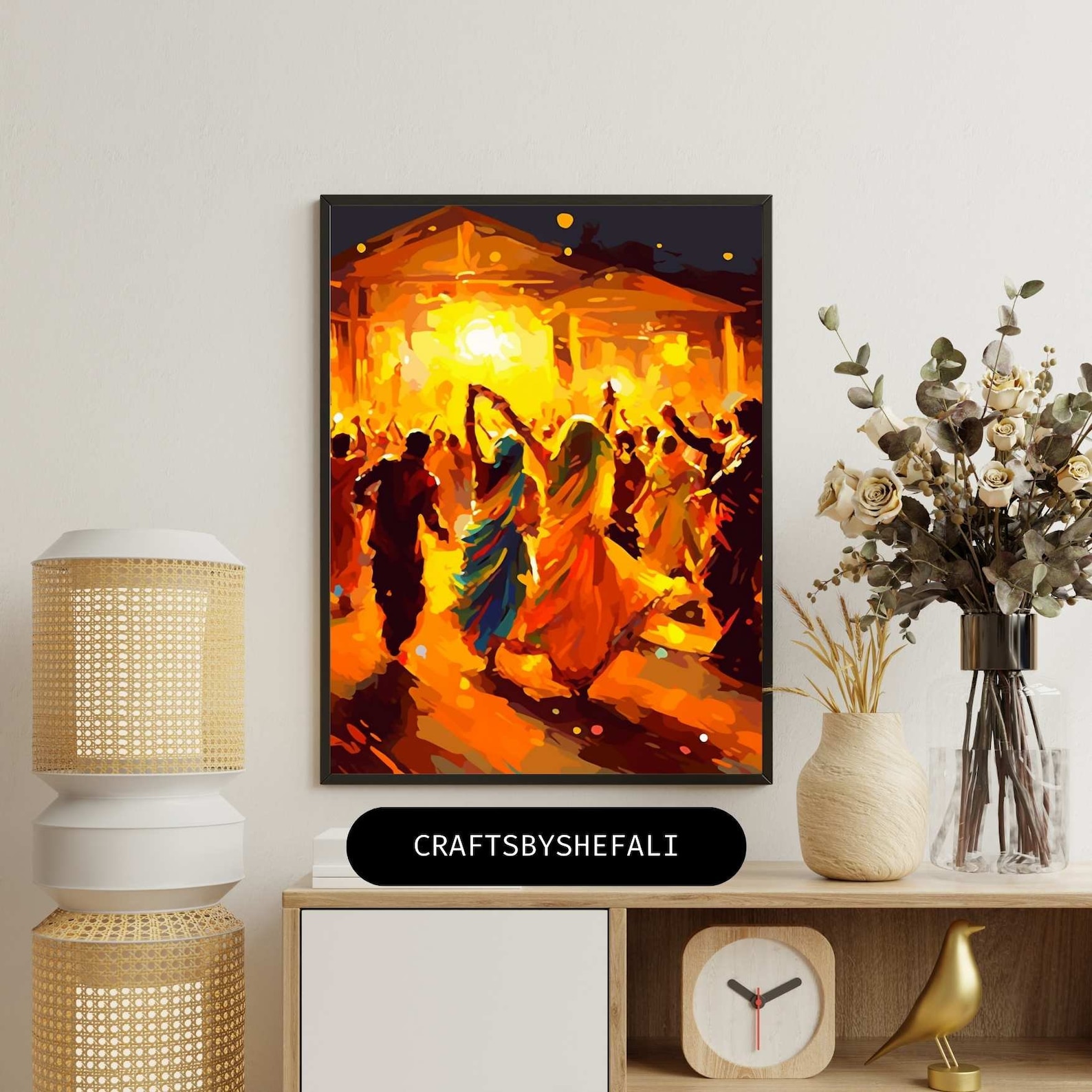 Indian Desi Gujarat Wall Art Print Poster Garba Celebration ,indian Pop ...