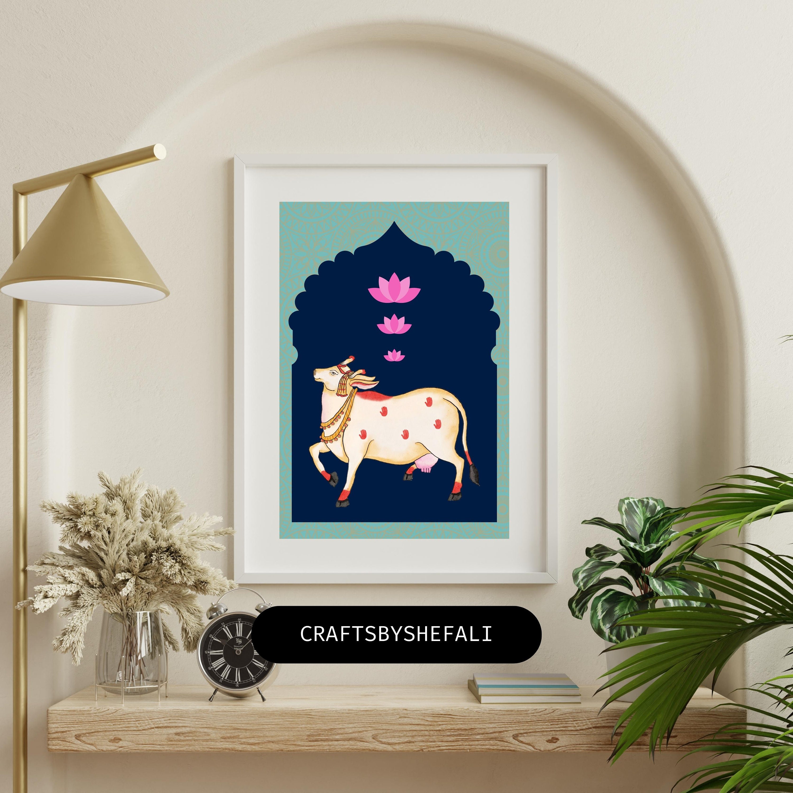 Indian Folk Art, Cow Prints, Living Room Decor, Printable, Indian ...