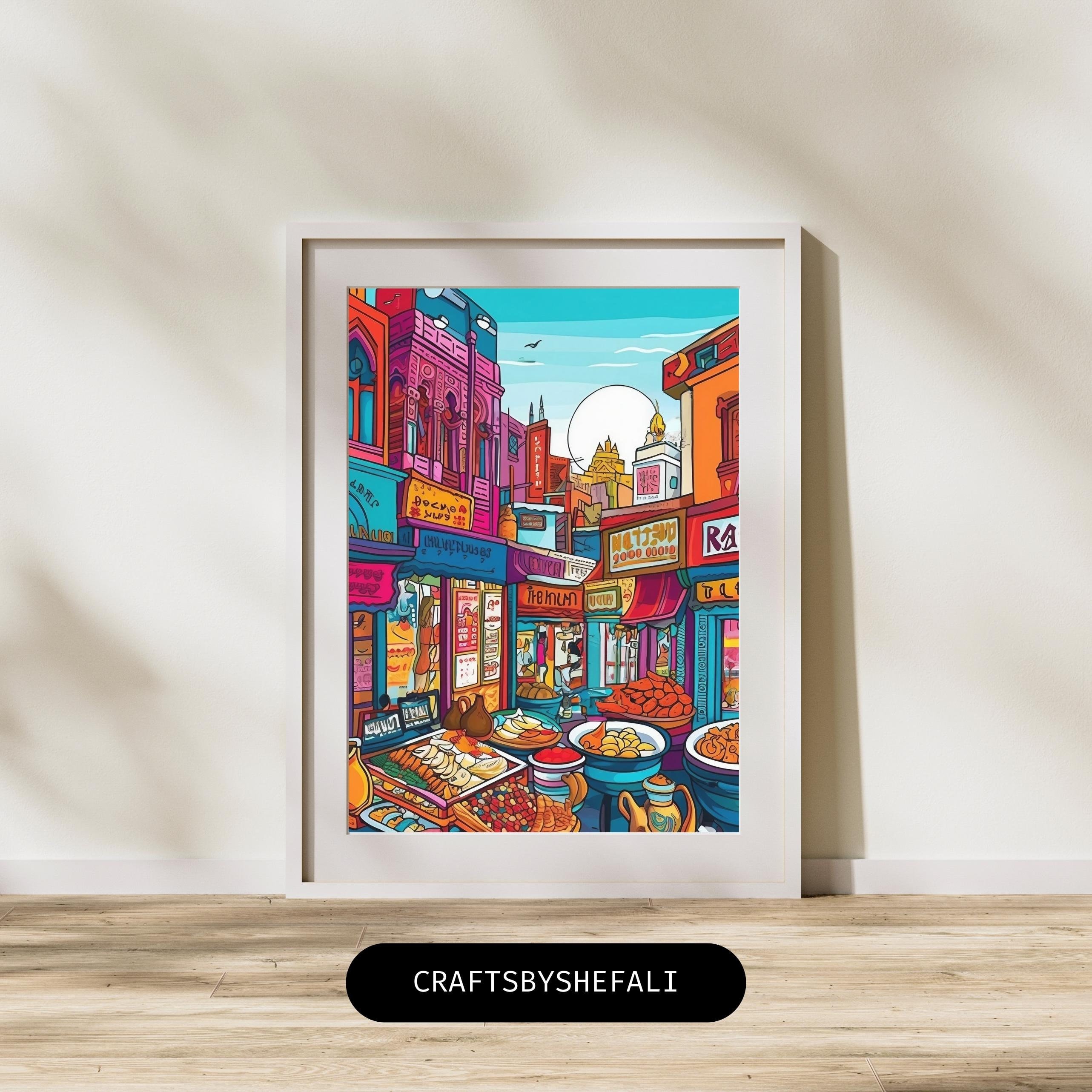 Indian Desi Wall Art Print Poster Indian Old City Market ,indian Pop ...
