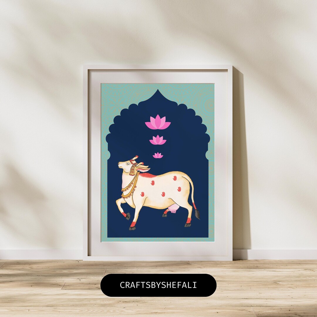 Indian Folk Art, Cow Prints, Living Room Decor, Printable, Indian ...