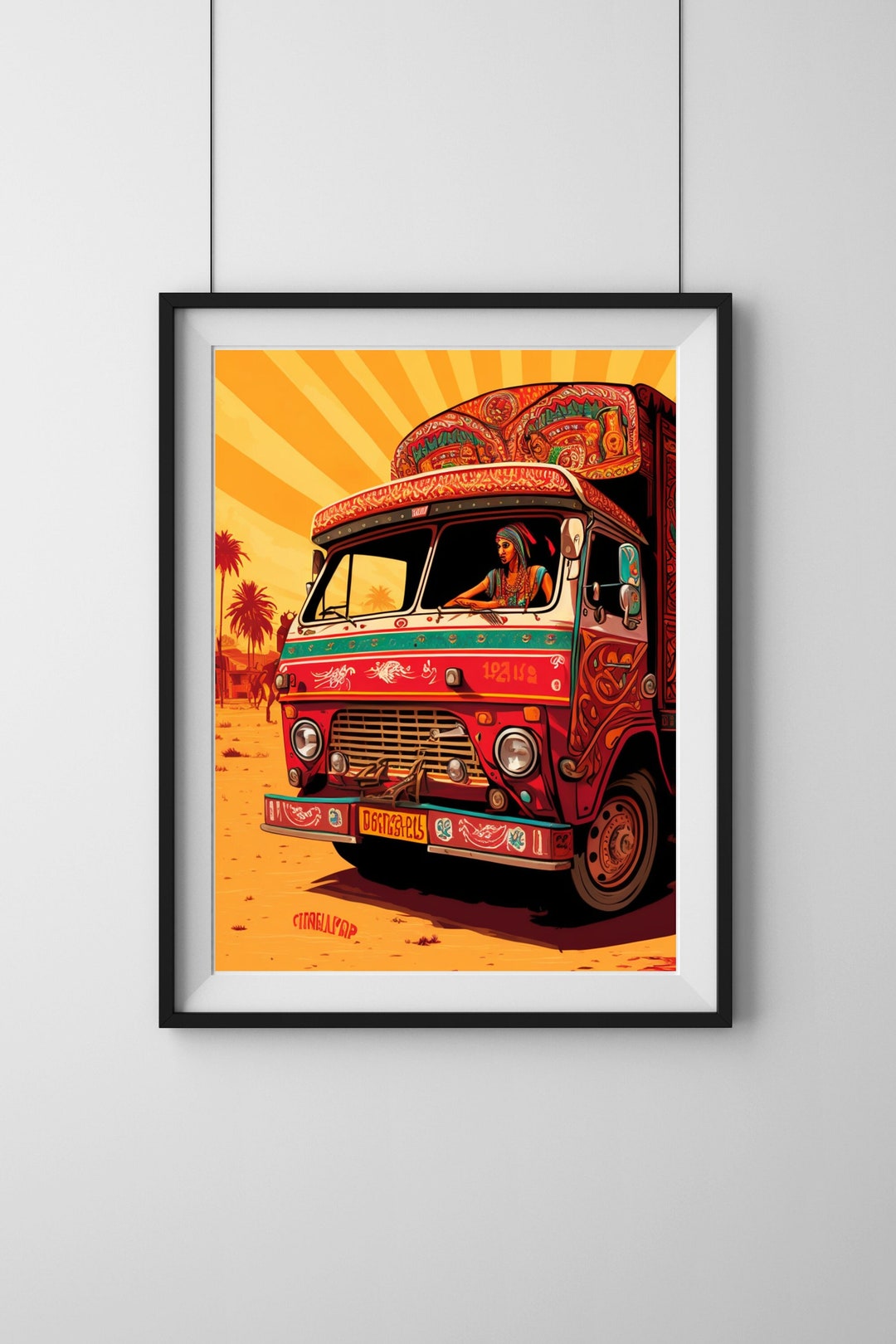 Indian Retro Truck Art Print, Indian Retro Art, Desi Illustrations ...