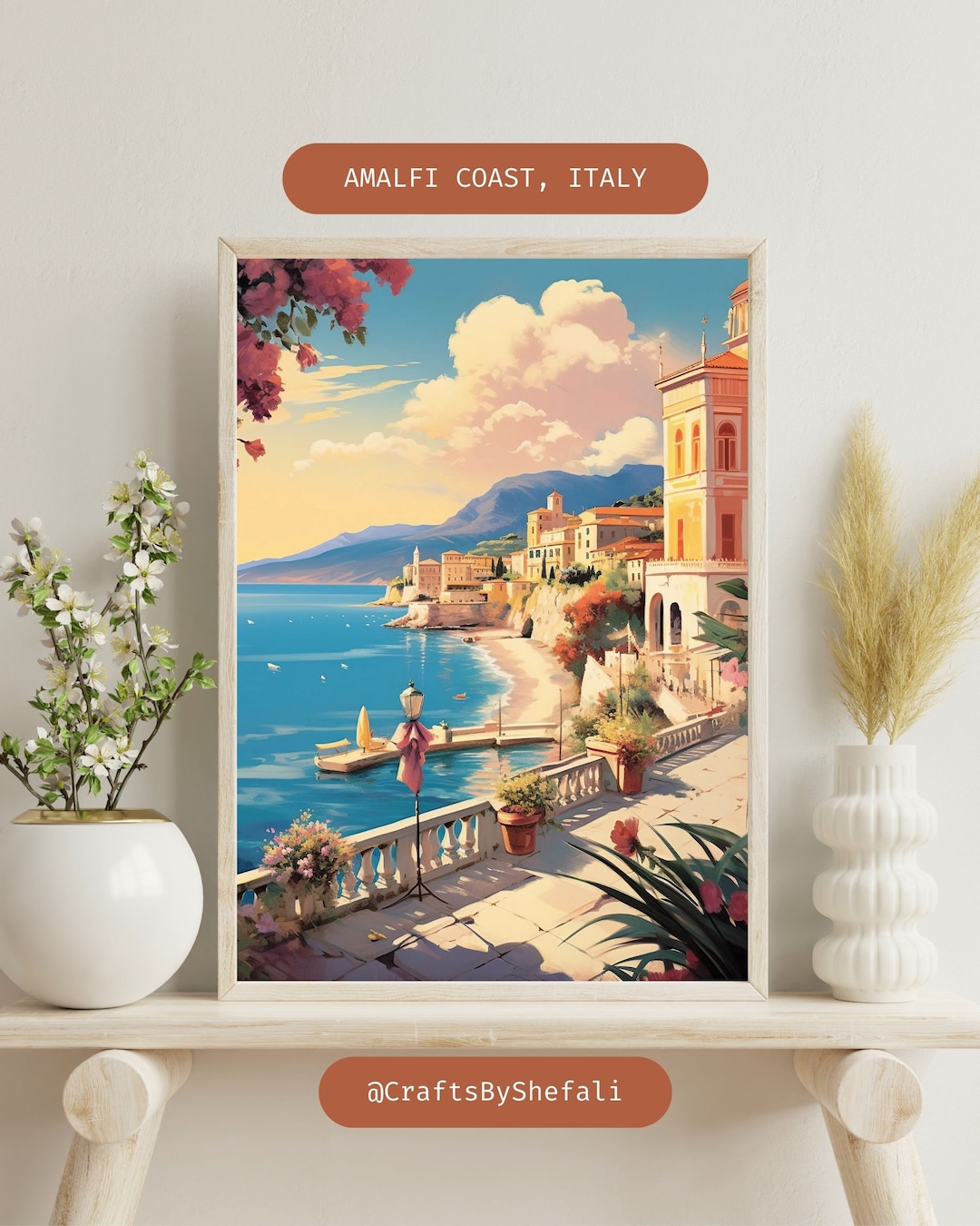 Amalfi Coast Italy Travel Poster | Italy Wall Art Print | Coastal ...