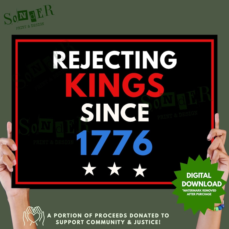 No Kings Protest Signs - Etsy