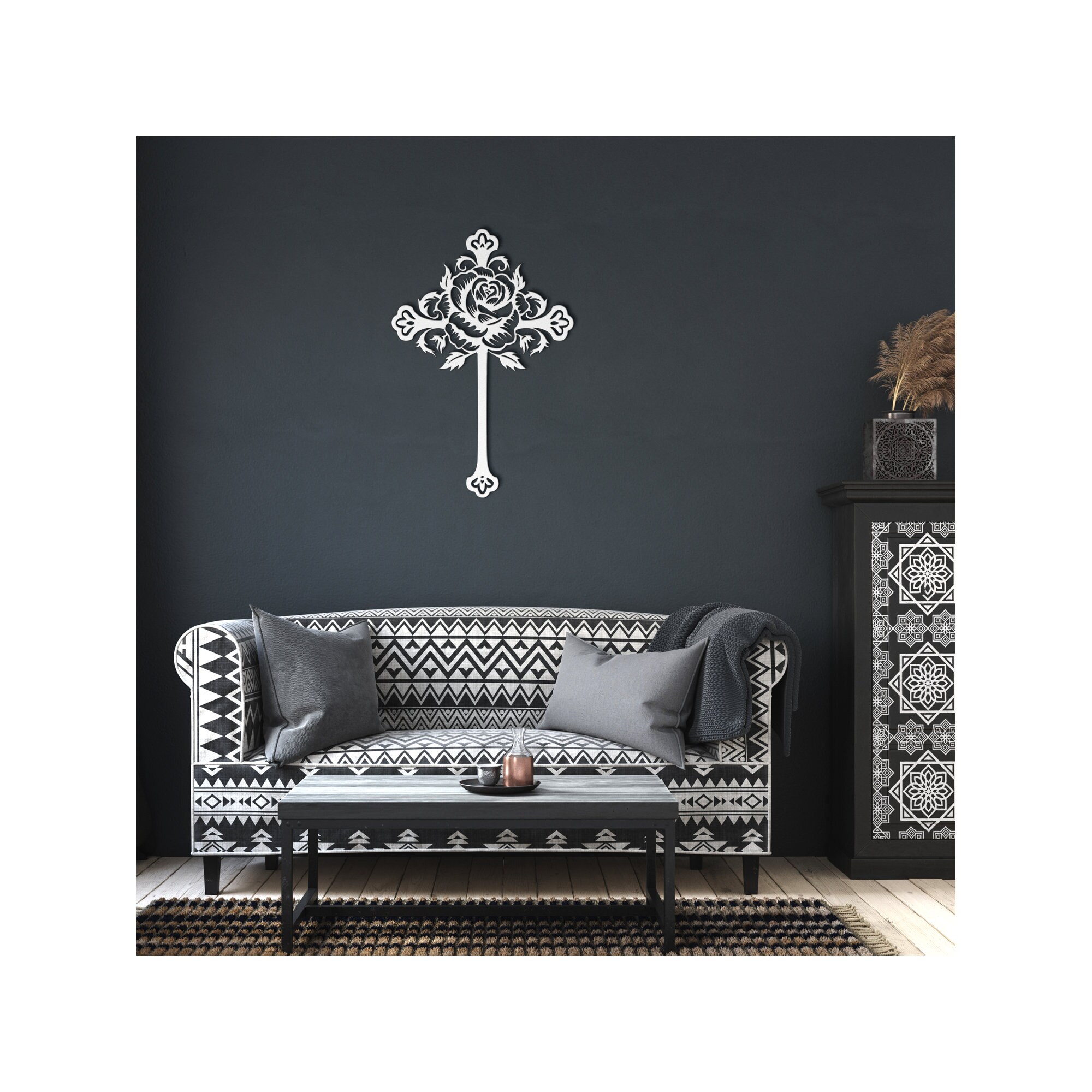 Rose Crowned Cross, Metal Crowned Cross Adorned With a Delicate Rose ...