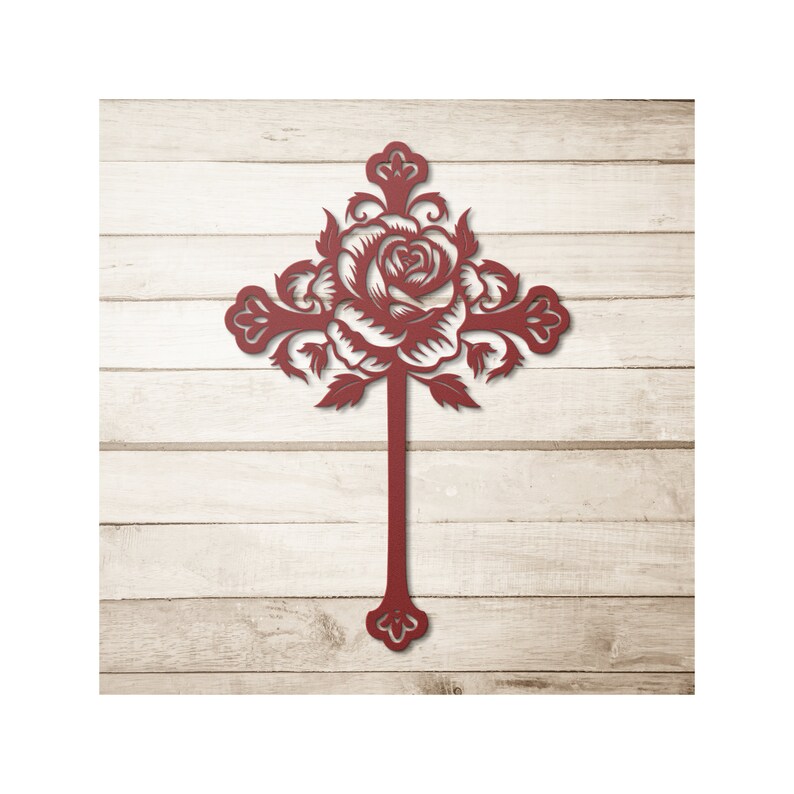 Rose Crowned Metal Cross: Religious Wall Decor - Etsy