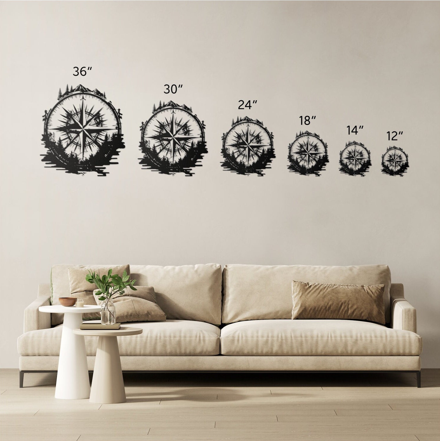 Vintage Compass in the Wild Wall Art Compass Surround by Nature Large ...