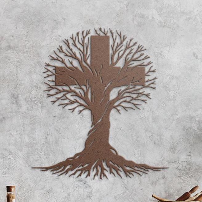 Tree of Life Cross Metal Wall Art: Christian Home Decor - Etsy