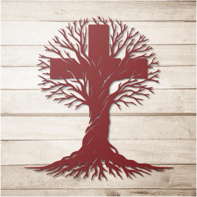 Tree of Life Cross Metal Wall Art: Christian Home Decor - Etsy