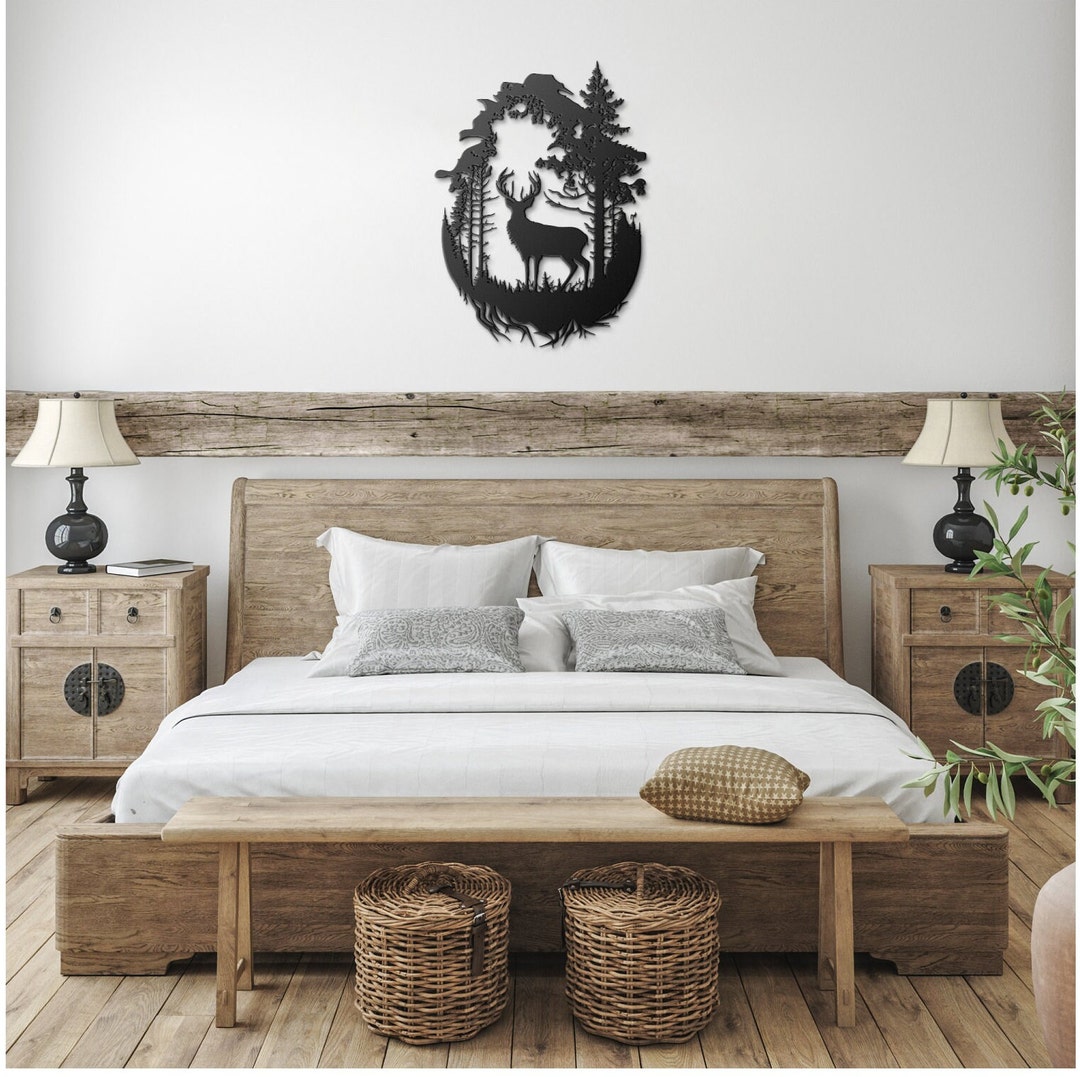 Hunting Camp Decor Metal Dear in the Lookout, Metal Lodge Decor ...