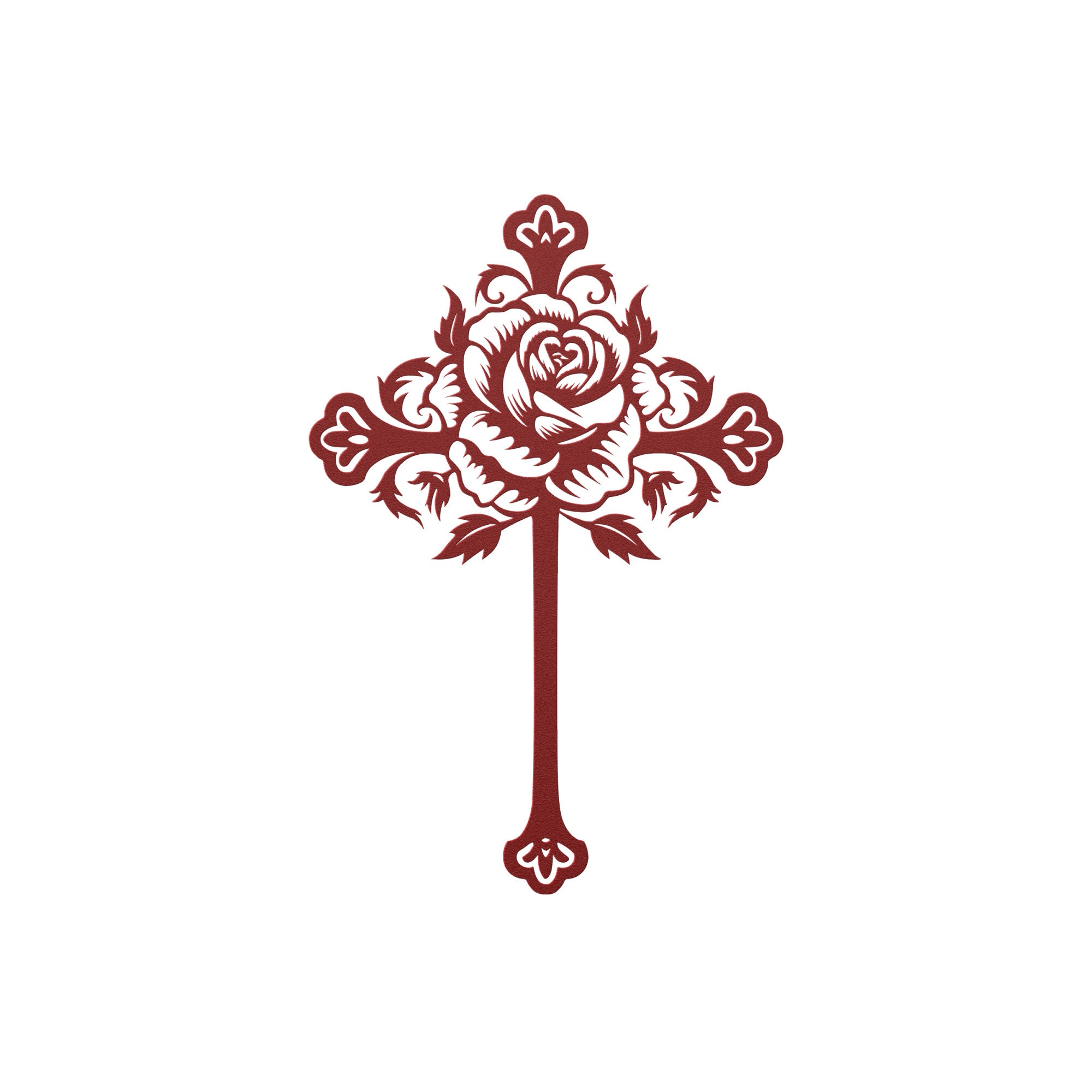 Rose Crowned Cross, Metal Crowned Cross Adorned With a Delicate Rose ...