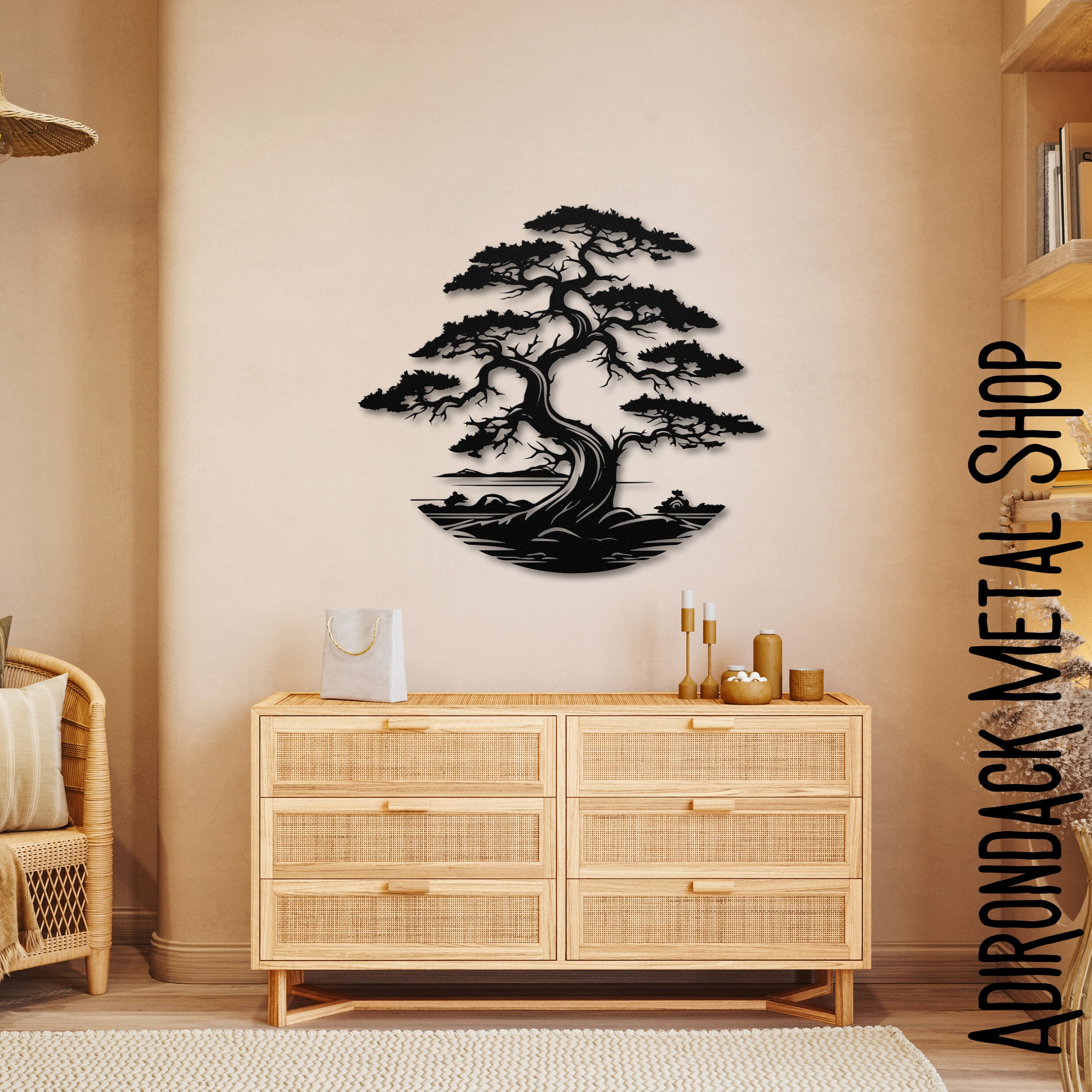 Metal Bonsai Wall Art, Nature Lover Gift, Fireplace Decor, Branc Decor ...