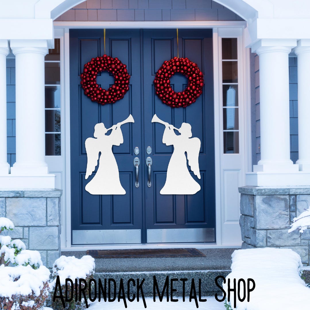 Outdoor Christmas Angels, Large Trumpeting Angels Set of 2, Christmas ...