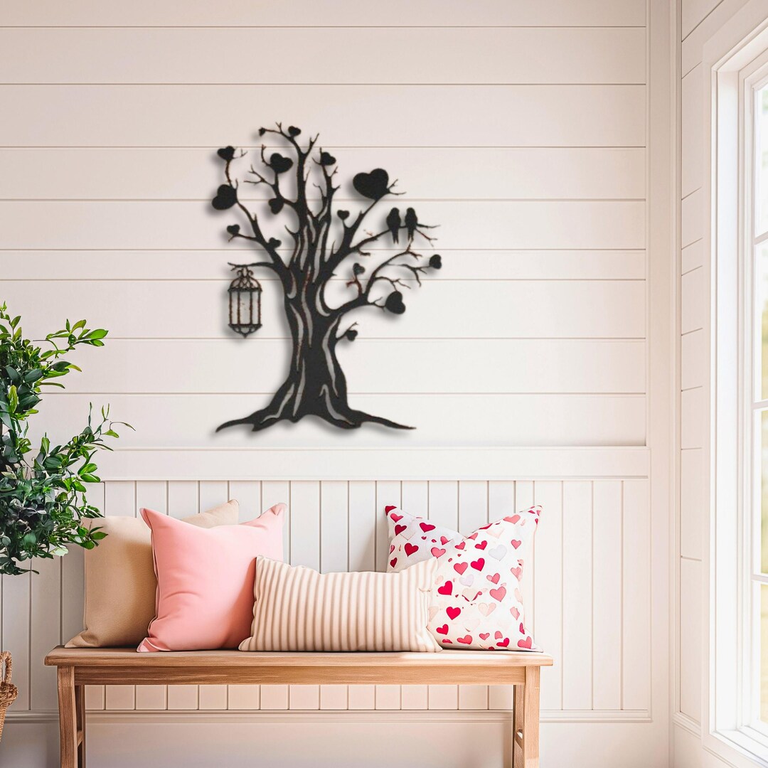 Metal Love Tree Wall Art: Powder Coated Steel, Indoor Outdoor Decor - Etsy