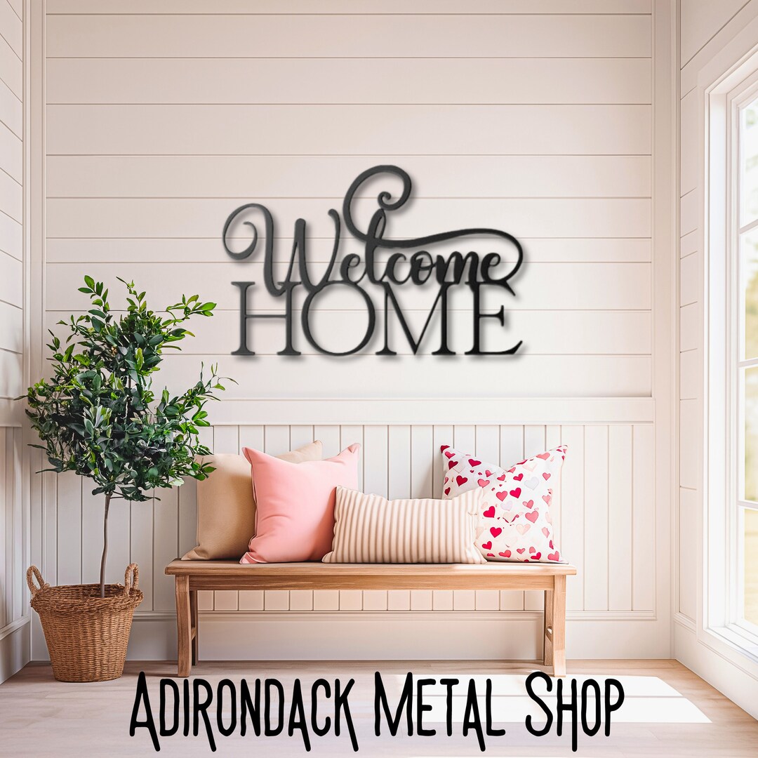 Welcome Home Metal Sign: Rustic Entryway Decor, Powder Coated Steel - Etsy