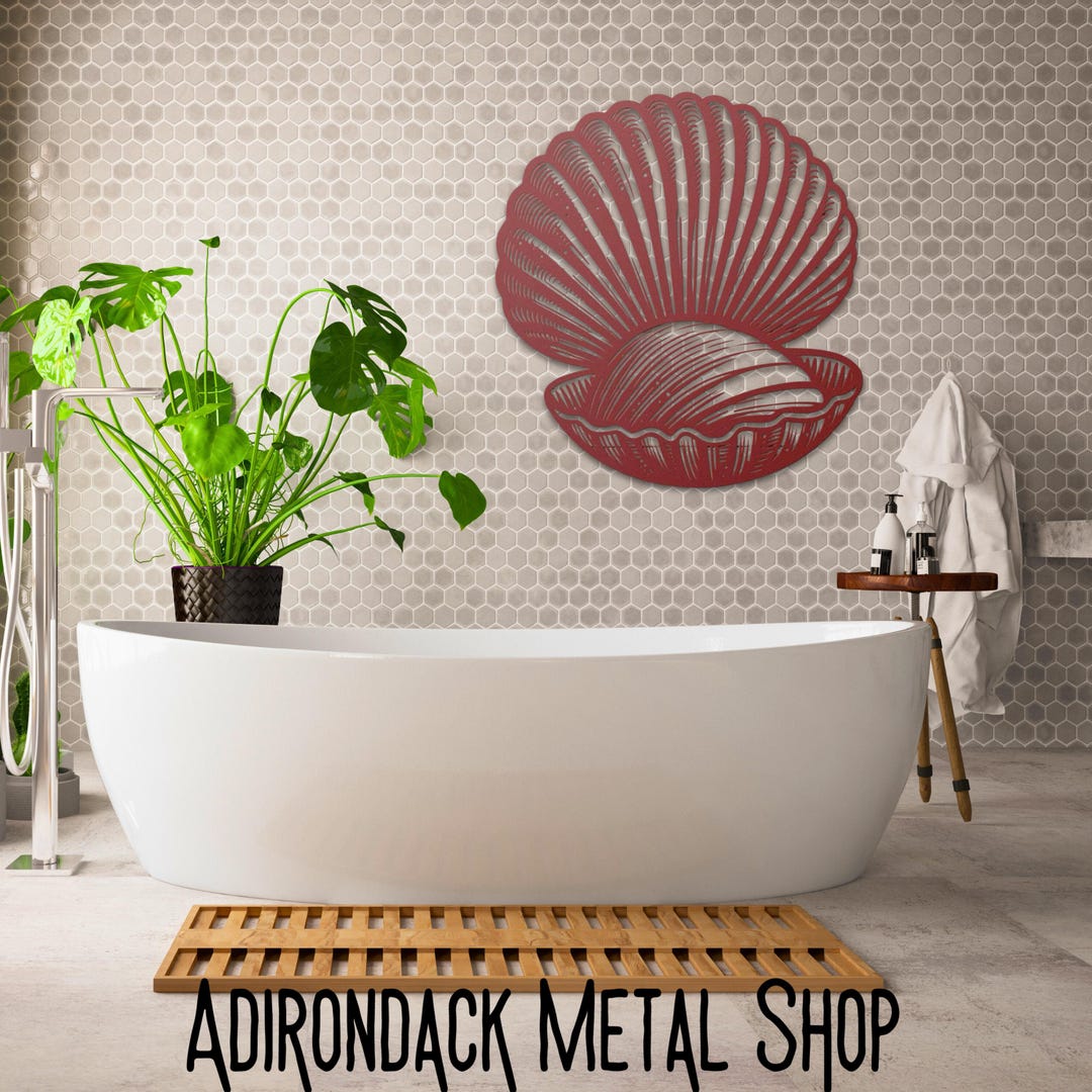 Sea Shell Metal Wall Art, Beach Sign, Beach Metal Art, Wall Hanging ...