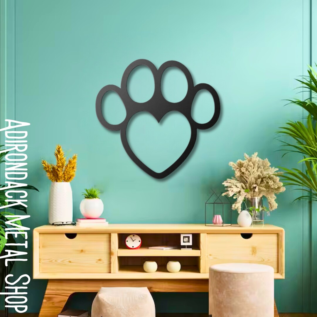Dog Paw Heart Metal Wall Art: Indoor Outdoor Steel Sign - Etsy