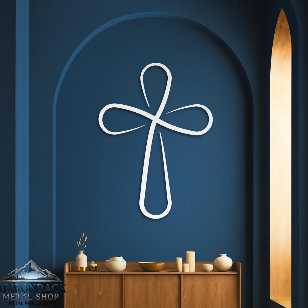 Metal Loop Cross Wall Decor: Christian Religious Sign, Indoor/outdoor ...