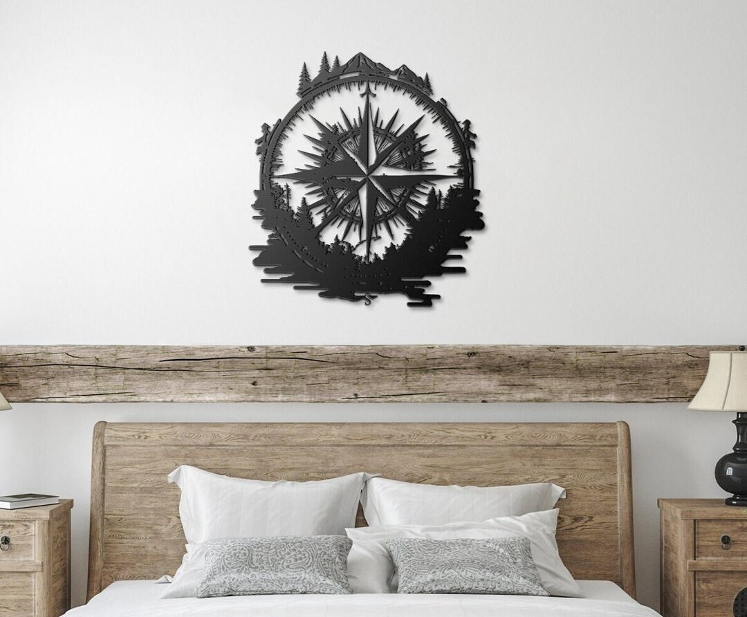 Vintage Compass in the Wild Wall Art Compass Surround by Nature Large ...