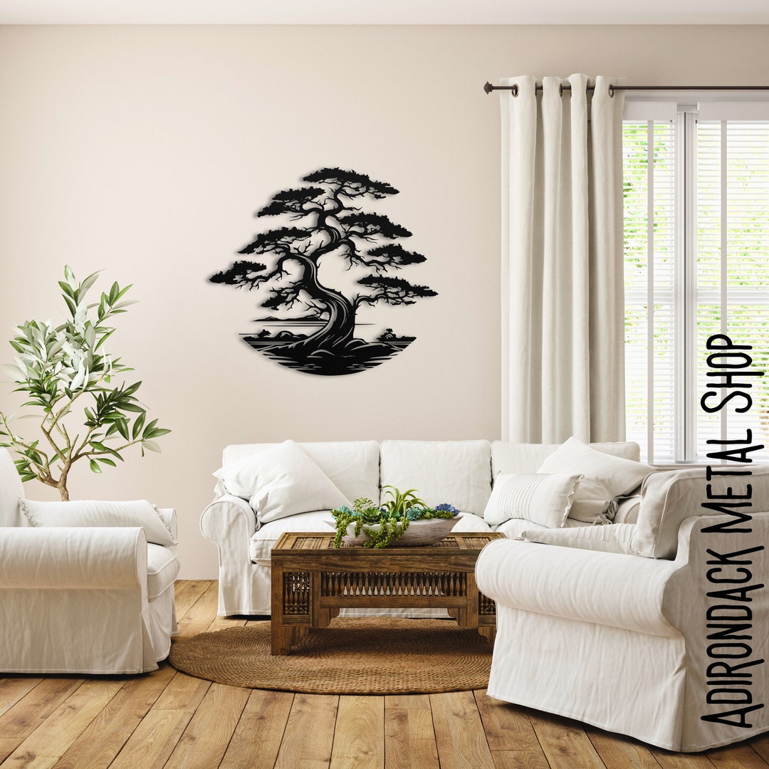 Metal Bonsai Wall Art, Nature Lover Gift, Fireplace Decor, Branc Decor ...