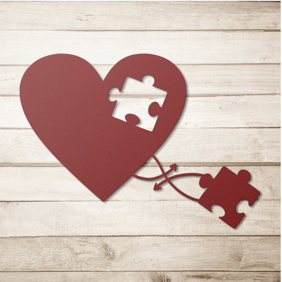 My Missing Piece Romantic Gift Metal Heart, Above the Bed Gift for ...