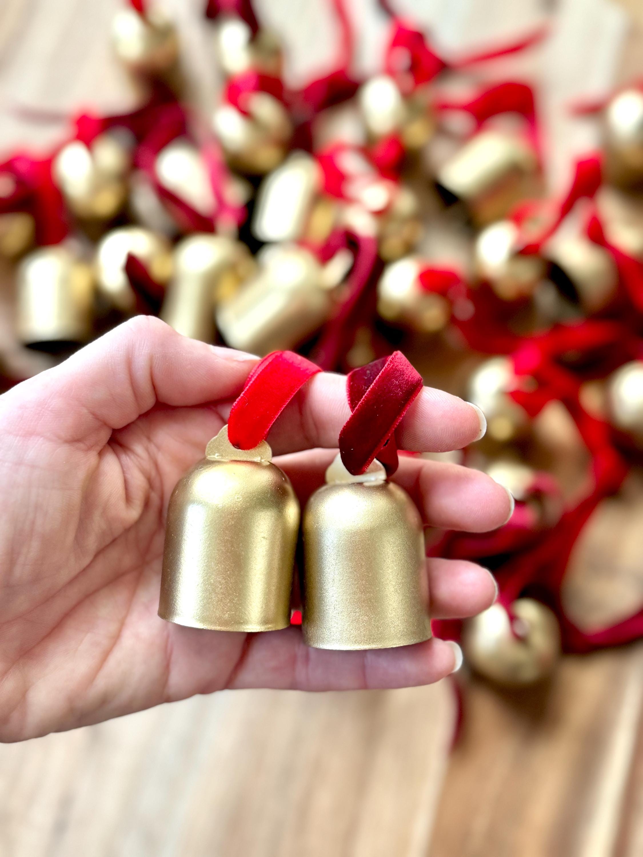 Rustic Gold Velvet Bells Set - Christmas Bell Ornaments, Vintage ...