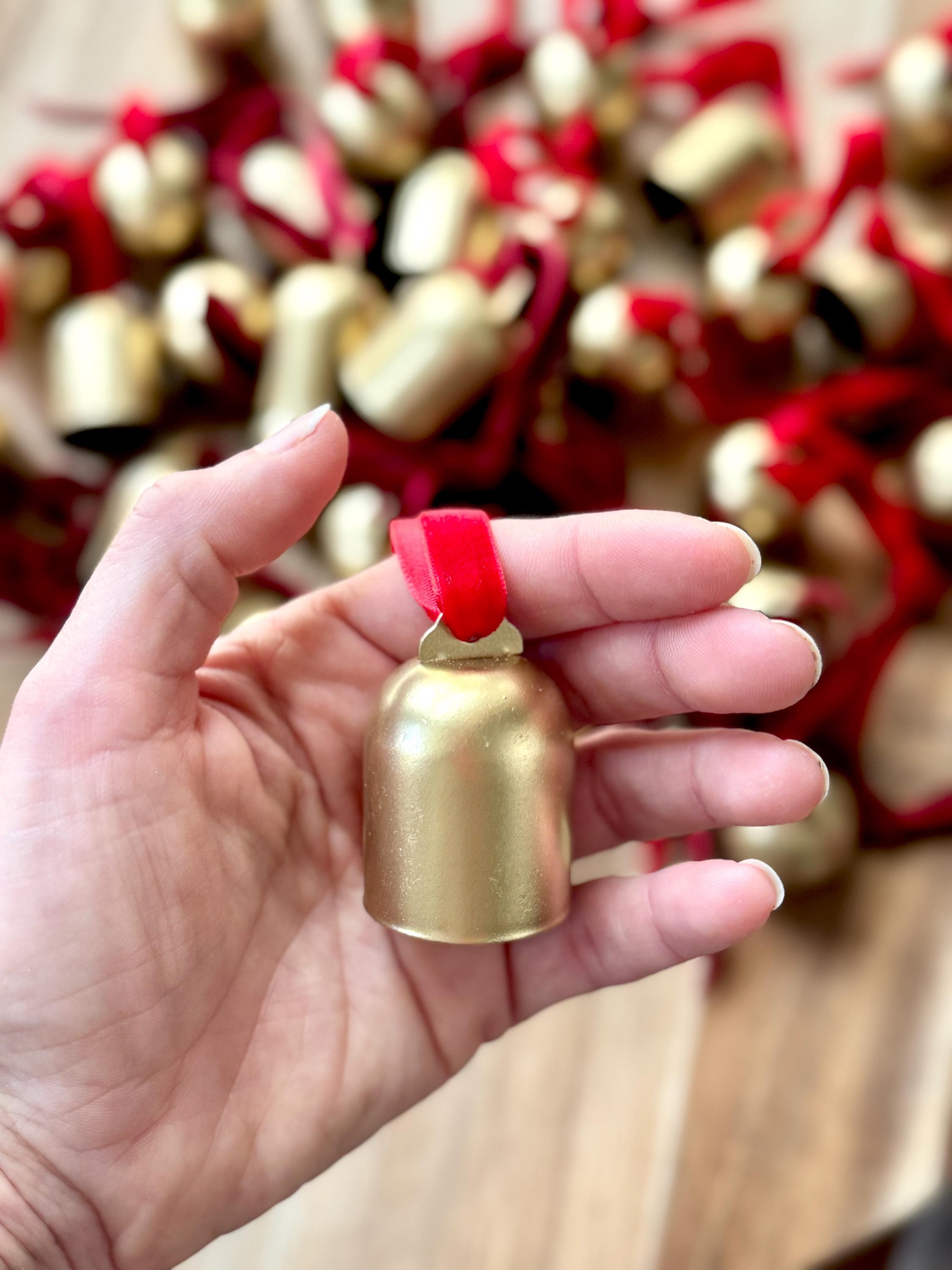 Rustic Gold Velvet Bells Set - Christmas Bell Ornaments, Vintage ...