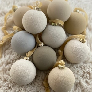 Modern Rustic Matte Textured Christmas Ornaments, Neutral Matte ...