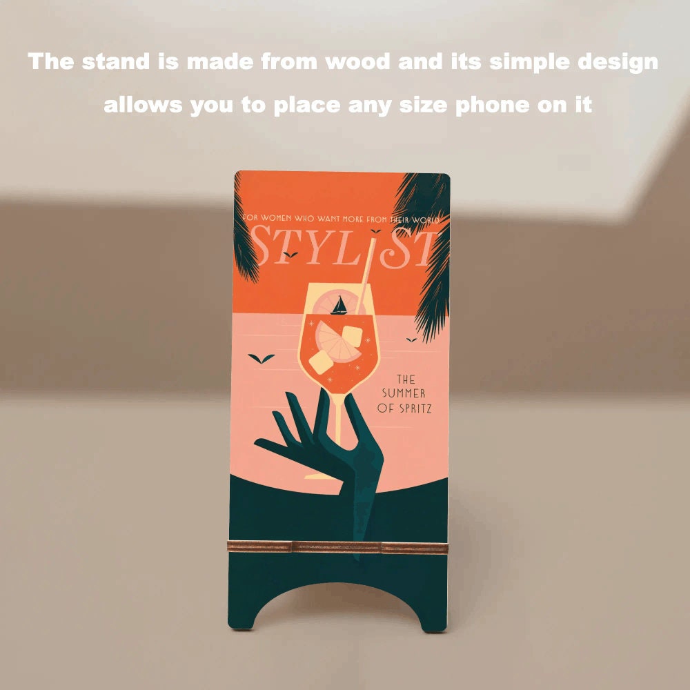 Aperol Spritz Wood Phone Stand Summer Cocktail Holder for - Etsy