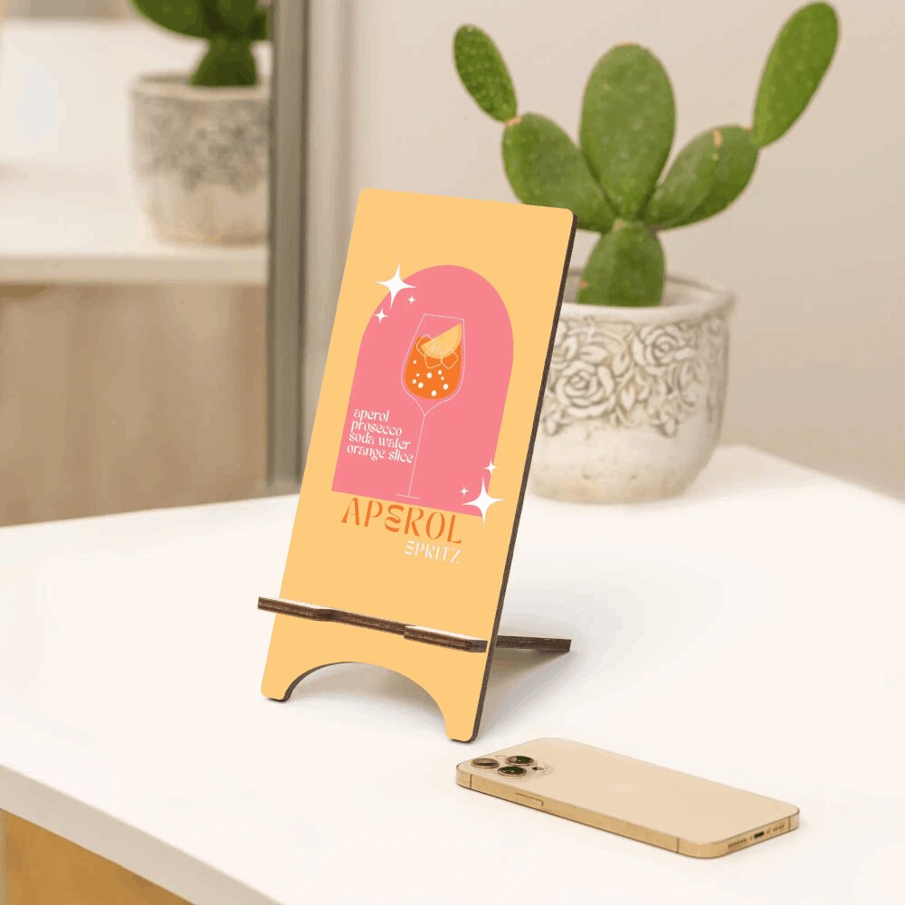 Aperol Spritz Wood Phone Stand Summer Cocktail Holder for - Etsy