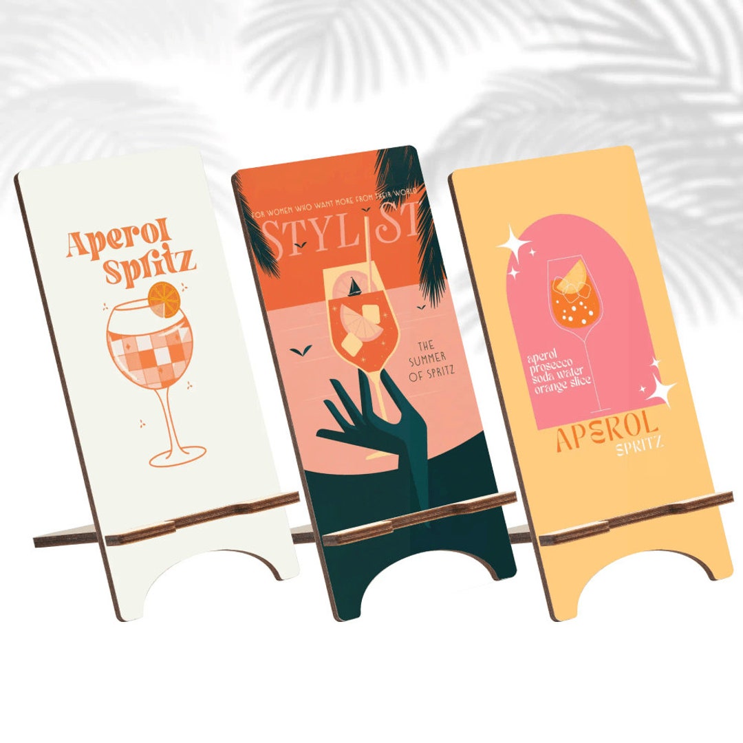 Aperol Spritz Wood Phone Stand Summer Cocktail Holder for - Etsy