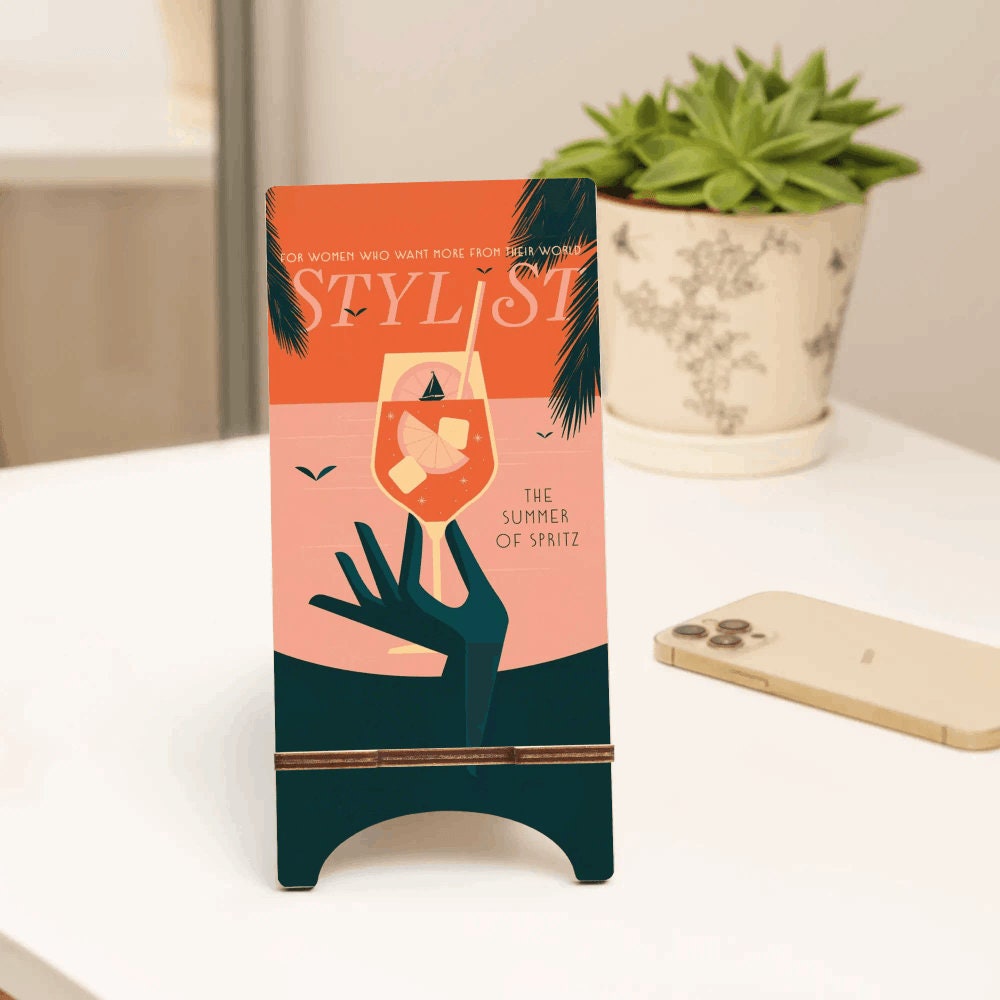 Aperol Spritz Wood Phone Stand Summer Cocktail Holder for - Etsy