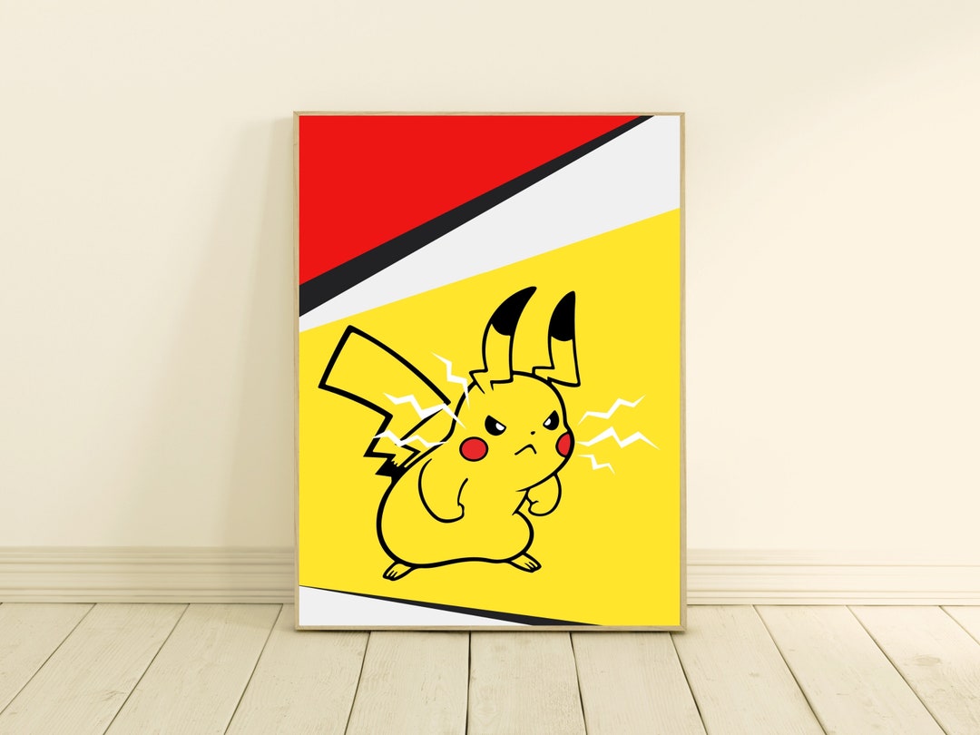 Pika Anime Downloadable Art Print, Video Game Poster, Gamer Wall Art ...