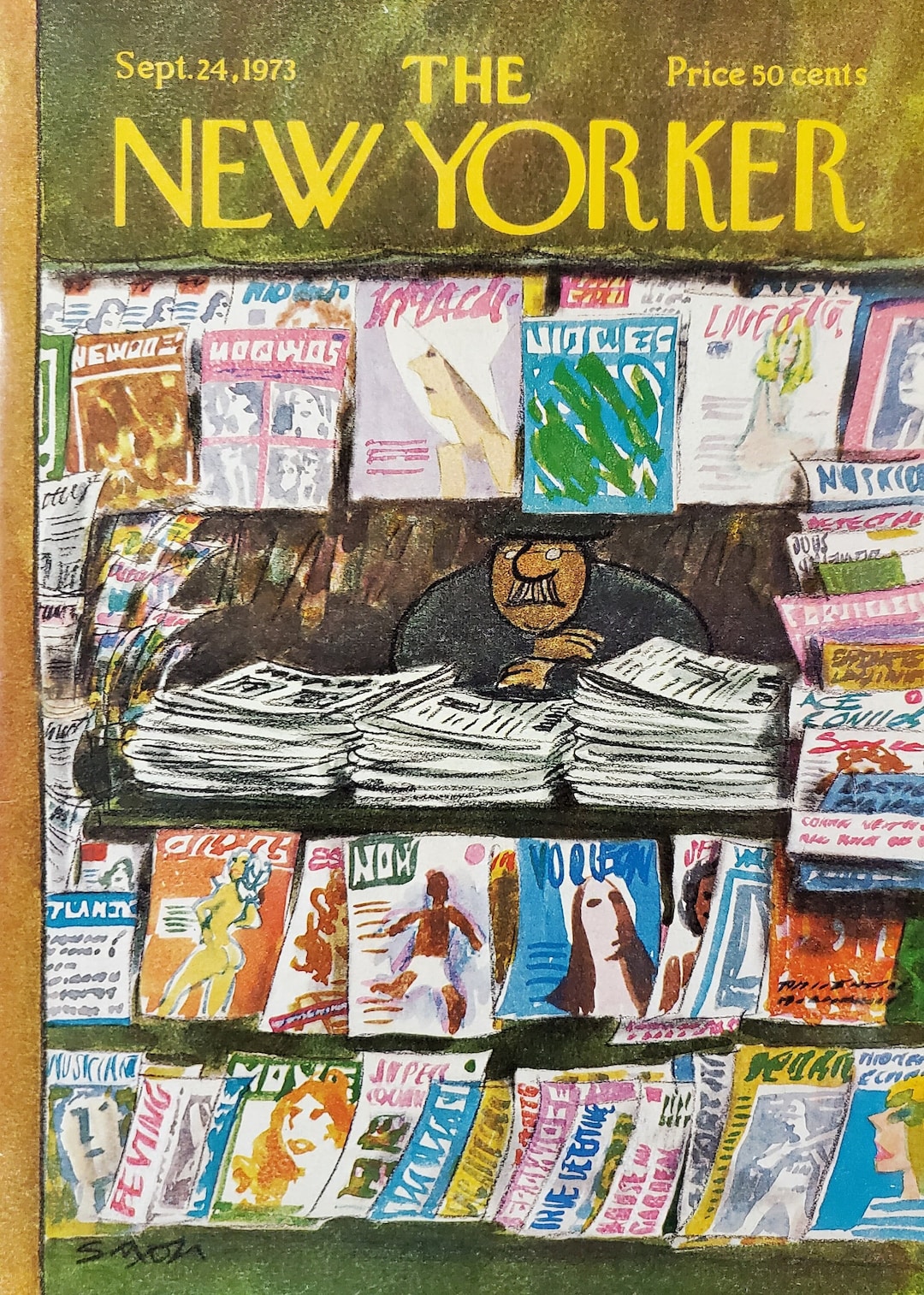 Vintage New Yorker Magazine (cover Only) September 24, 1973 Charles ...