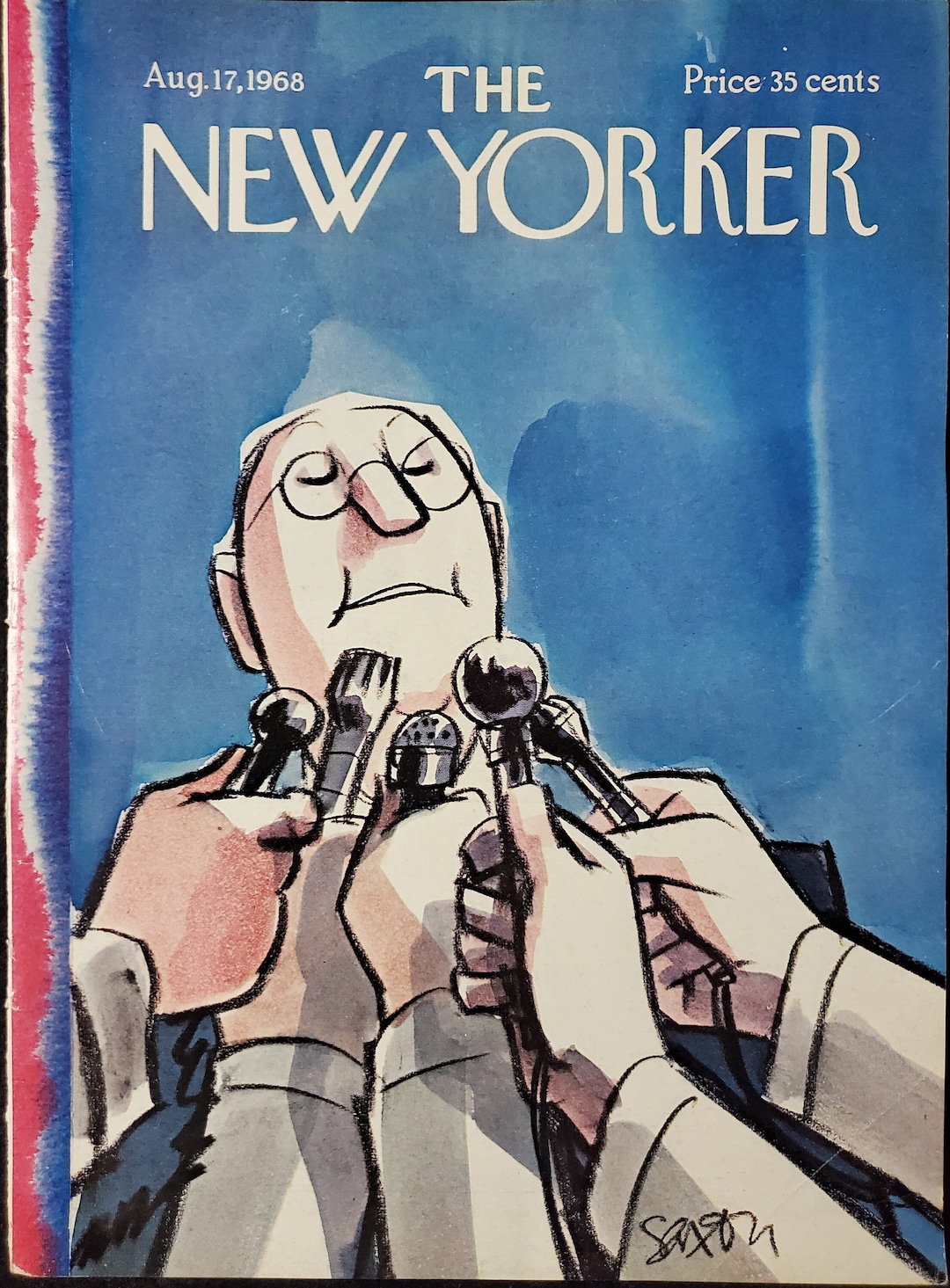 Vintage New Yorker Magazine (cover Only) August 17, 1968 Charles Saxon ...