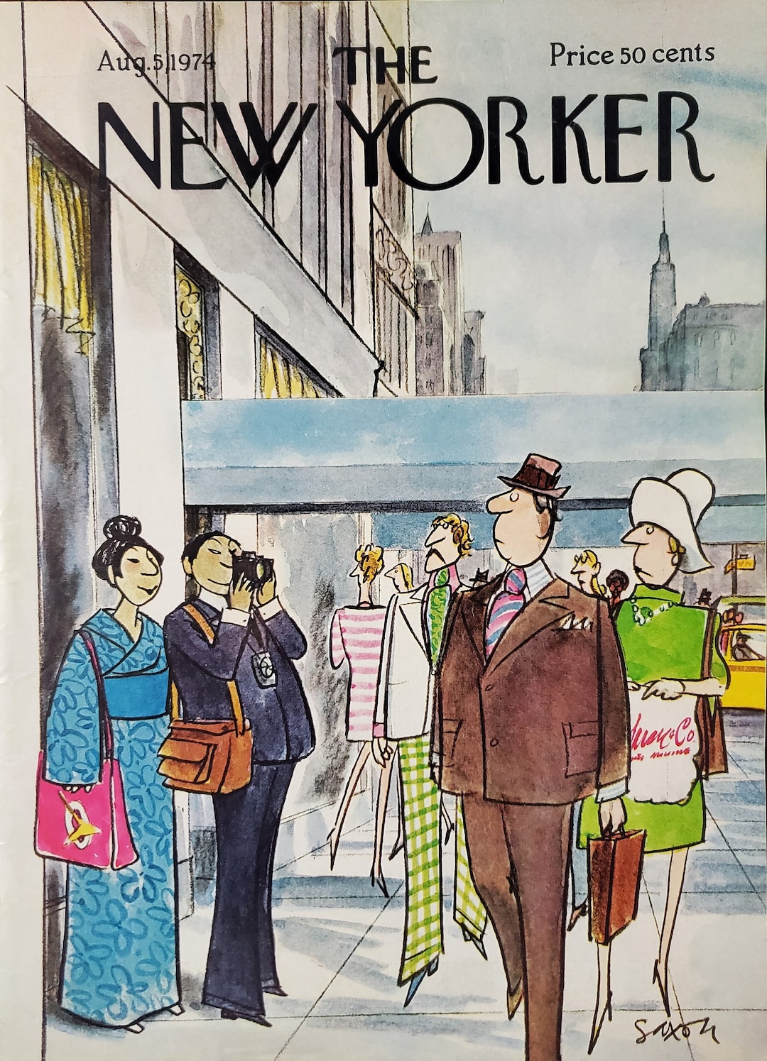 Vintage New Yorker Magazine (cover Only) August 5, 1974 Charles Saxon ...