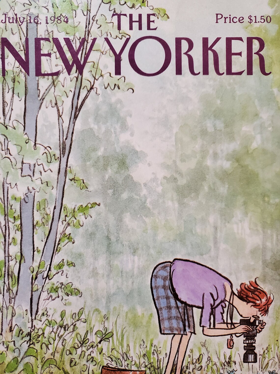 Vintage New Yorker Magazine (COVER ONLY) July 16, 1984 Charles Saxon ...