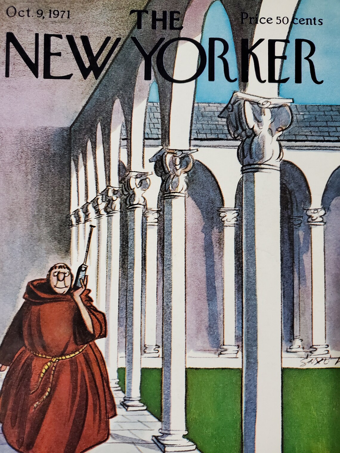 Vintage New Yorker Magazine cover Only October 9, 1971 Charles Saxon ...