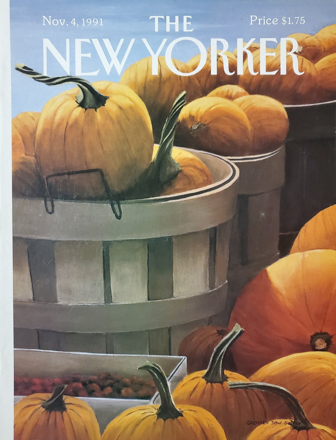 Vintage New Yorker Magazine (cover Only) November 4, 1991 Gretchen Dow ...
