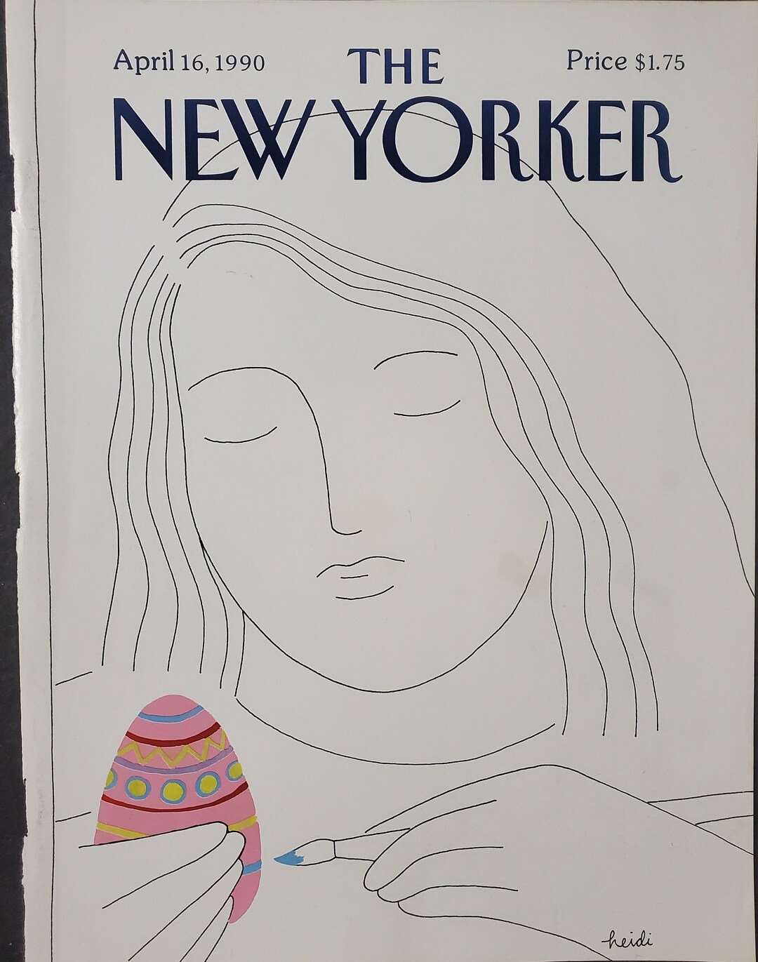 Vintage New Yorker Magazine (cover Only) April 16, 1990 Heidi Goennel ...